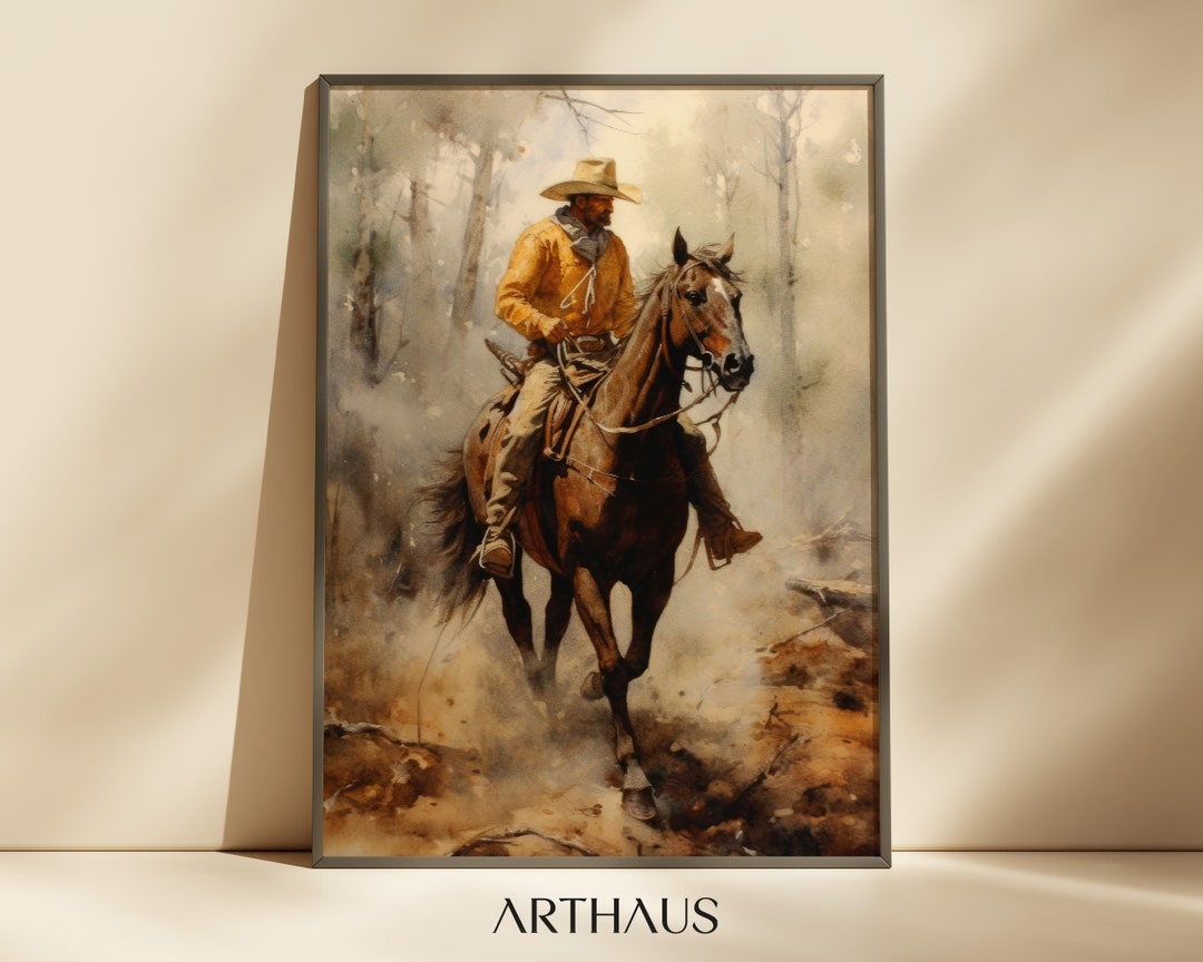 Vintage Cowboy Painting, Western Wall Art (digital Download) - Etsy