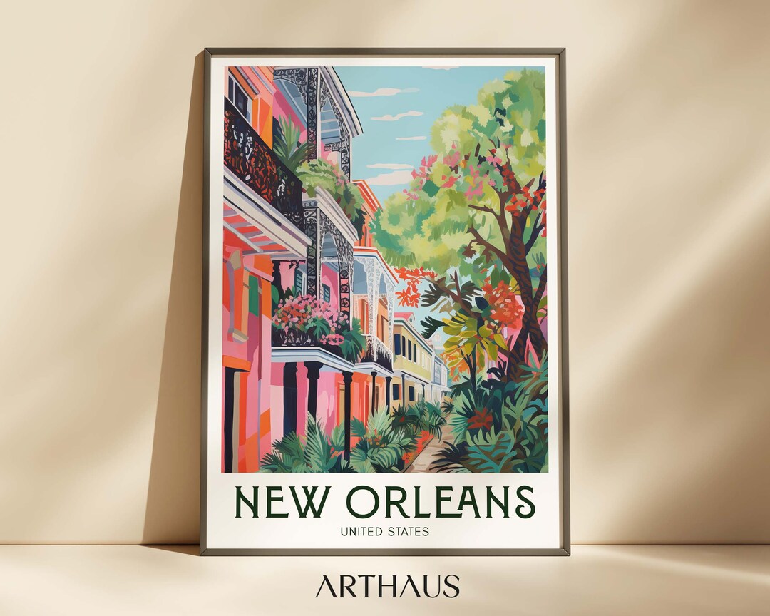 New Orleans Travel Poster United States Art Maximal Decor Mid Century ...