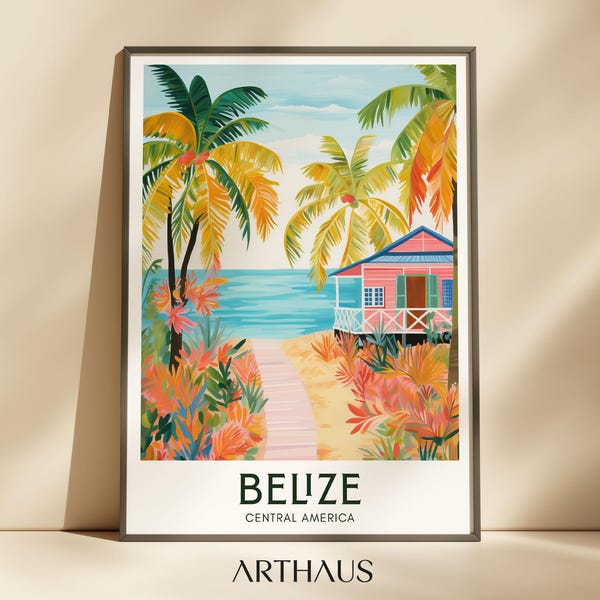 Vintage Belize Poster - Etsy UK
