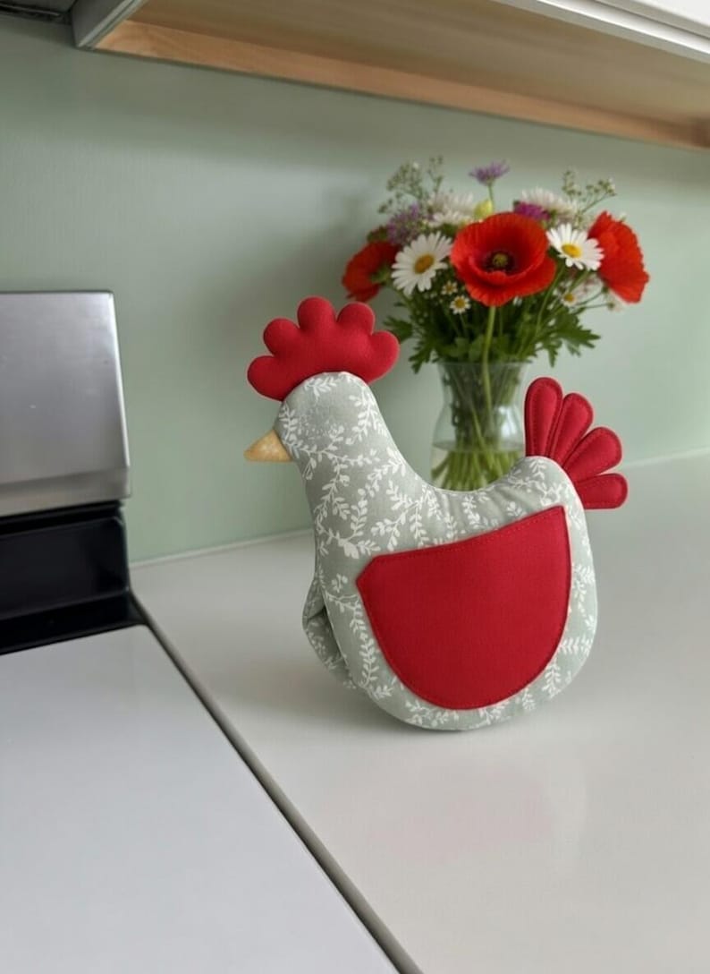 Chicken Oven Mitt Sewing Pattern PDF | Red Fantail Chicken Pattern ...