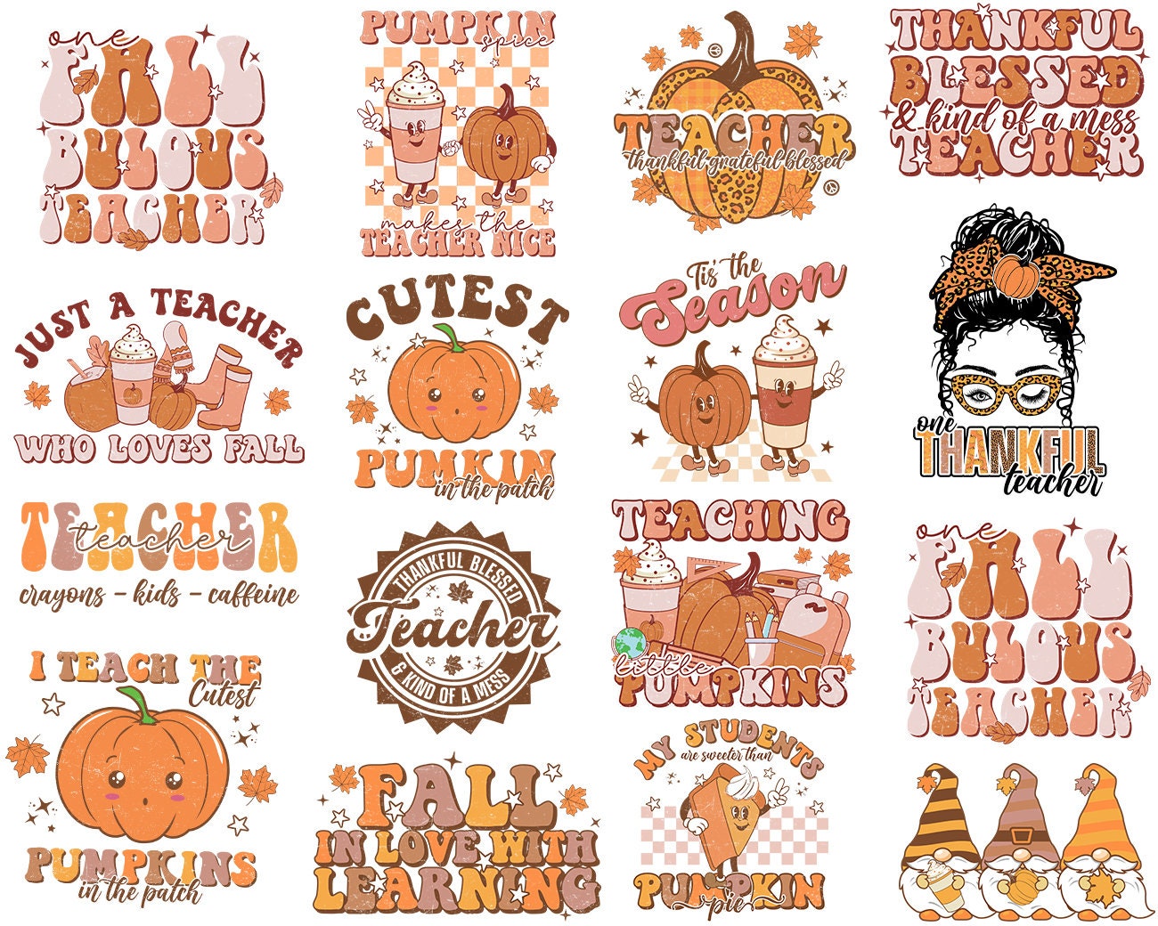 Fall Teacher Svg Png Bundle Retro Thanksgiving Autumn Teach - Etsy