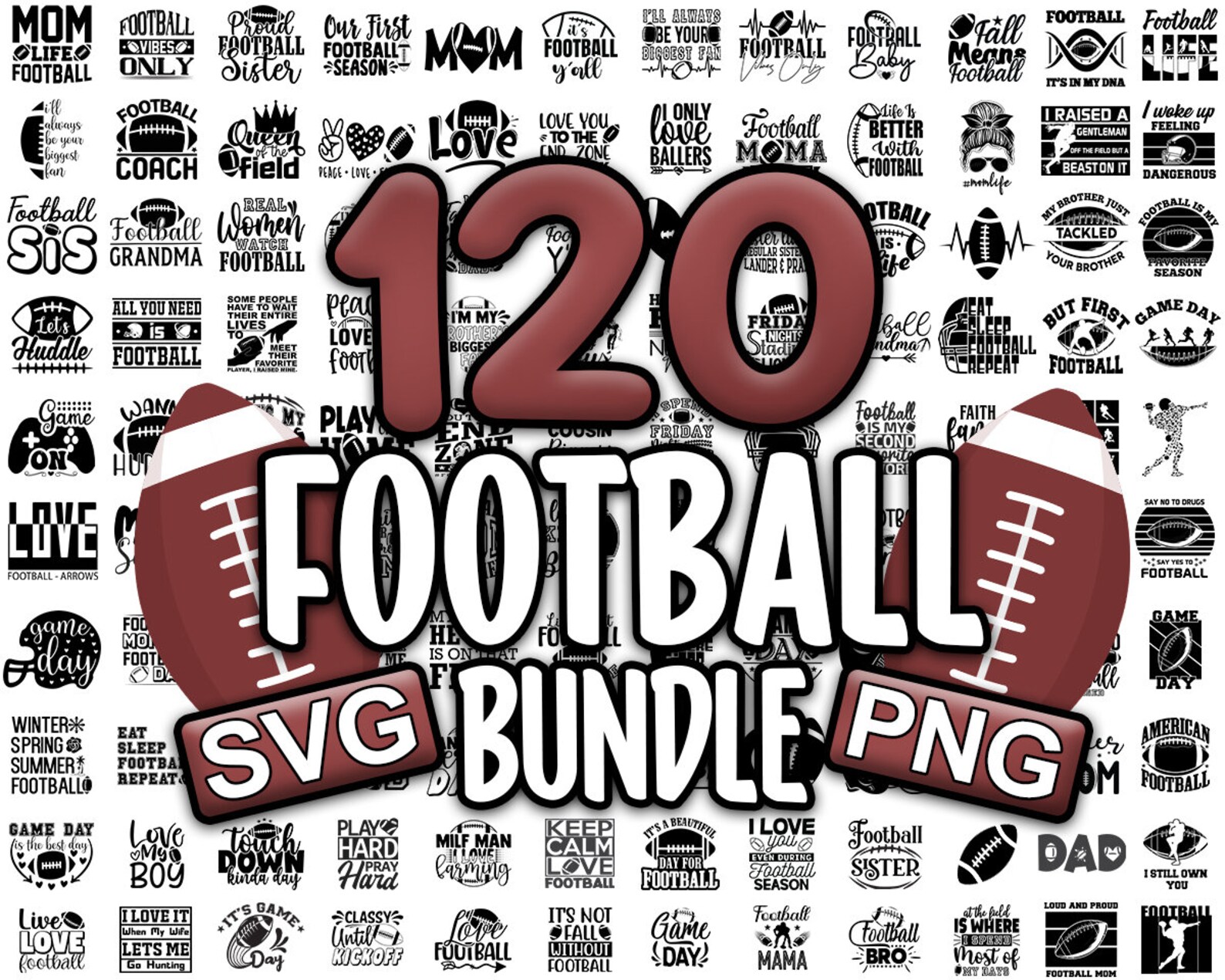 Football Svg Bundle Sports Love Game Day Vibes First Football Life Mom ...