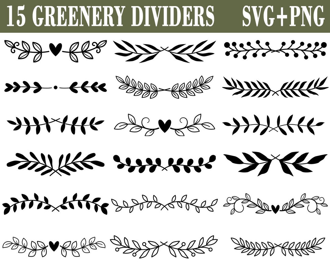 Greenery Leaf Divider Svg Bundle Floral Border Hand Drawn Leaf Frame ...