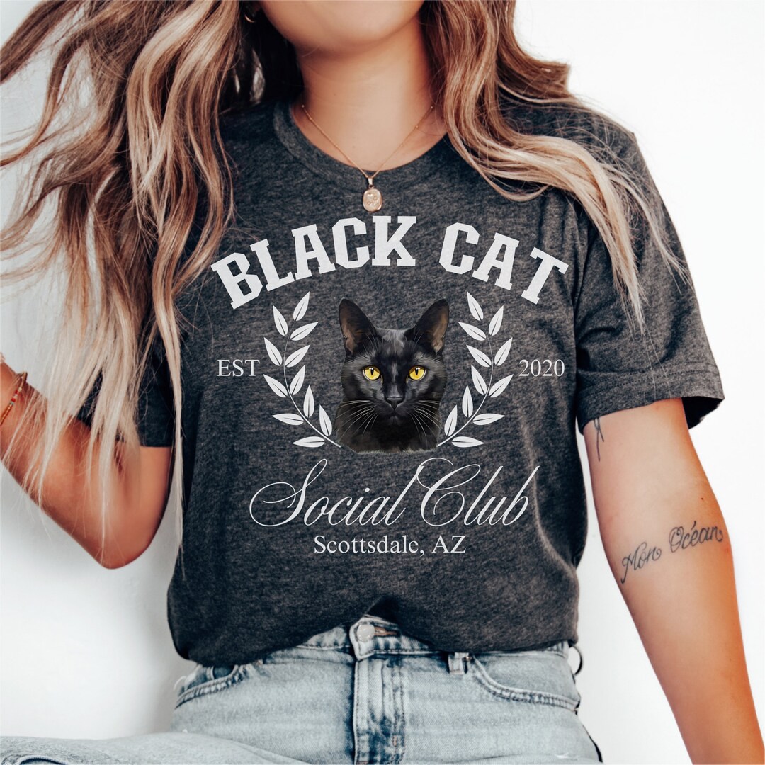 Black Cat Social Club Shirt, Black Cat Shirt, Black Cat Lover Gift ...