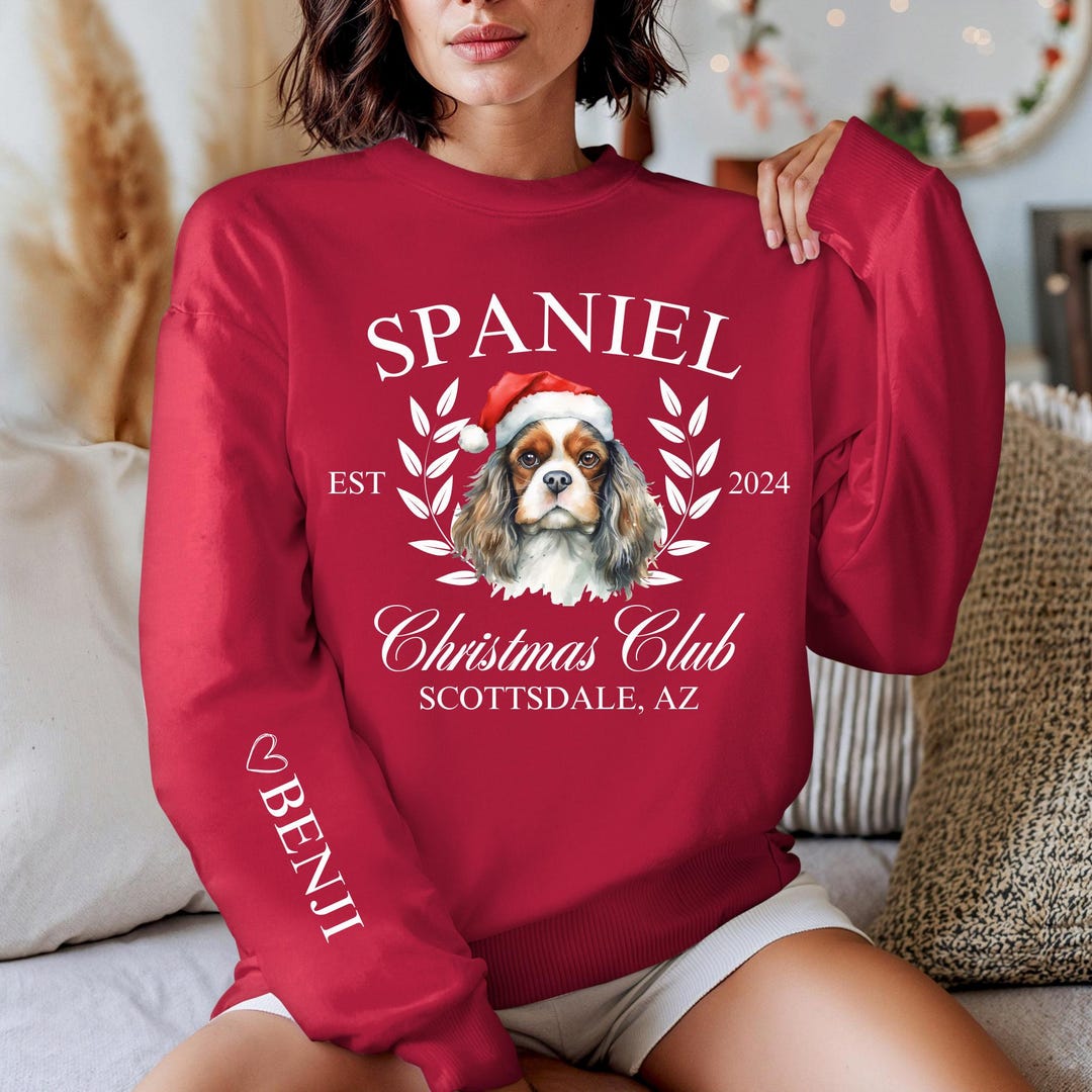 Custom Christmas Cocker Spaniel Sweatshirt, Spaniel Dog Christmas ...
