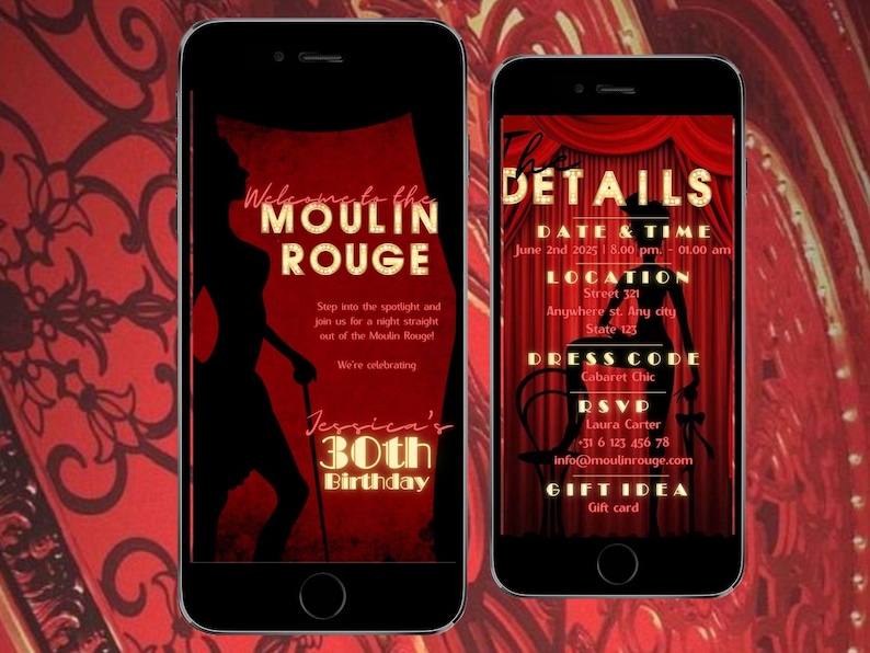 Moulin Rouge Mobile Digital Birthday Invitation! - Etsy