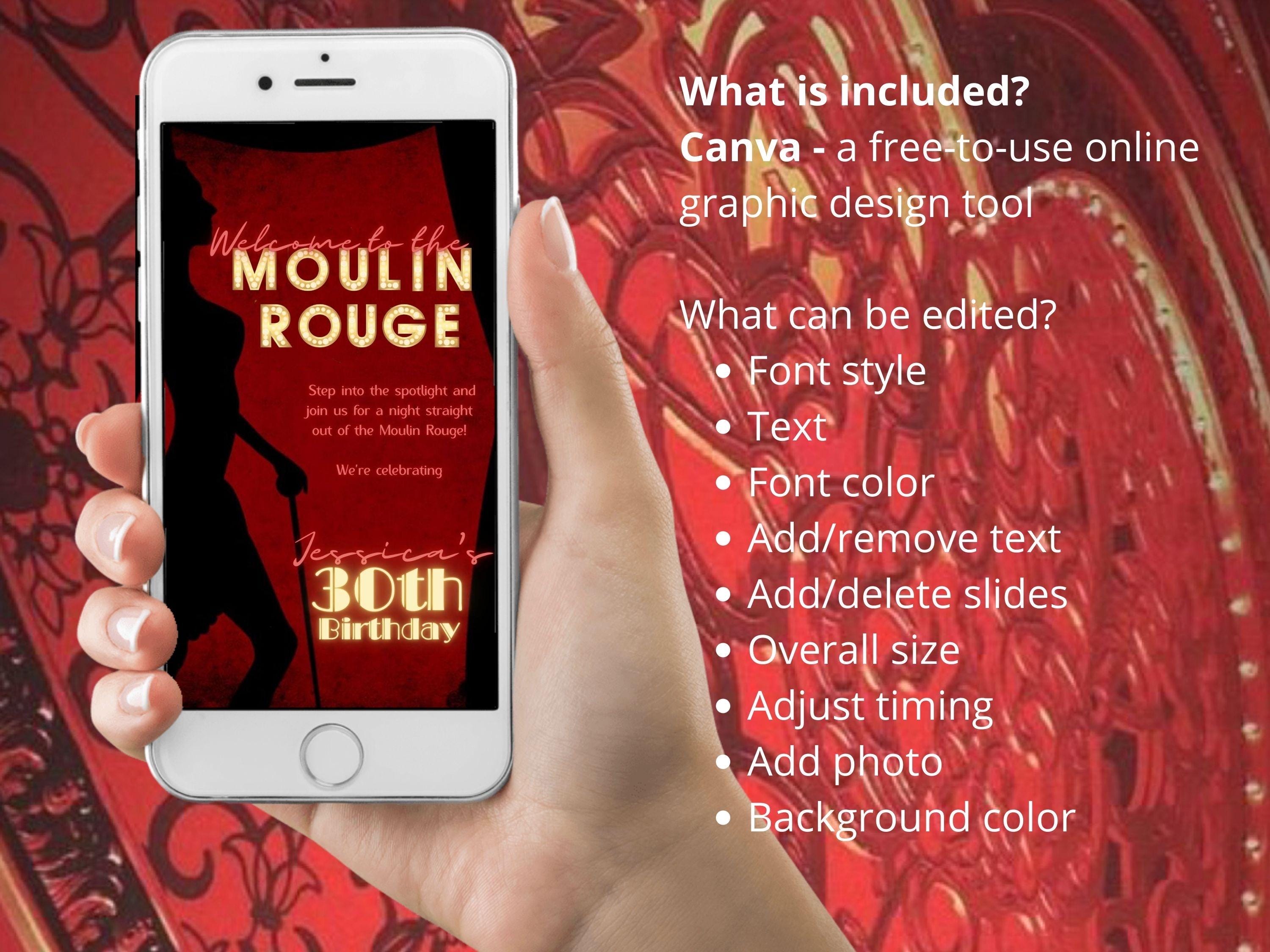 Moulin Rouge Mobile Digital Birthday Invitation! - Etsy