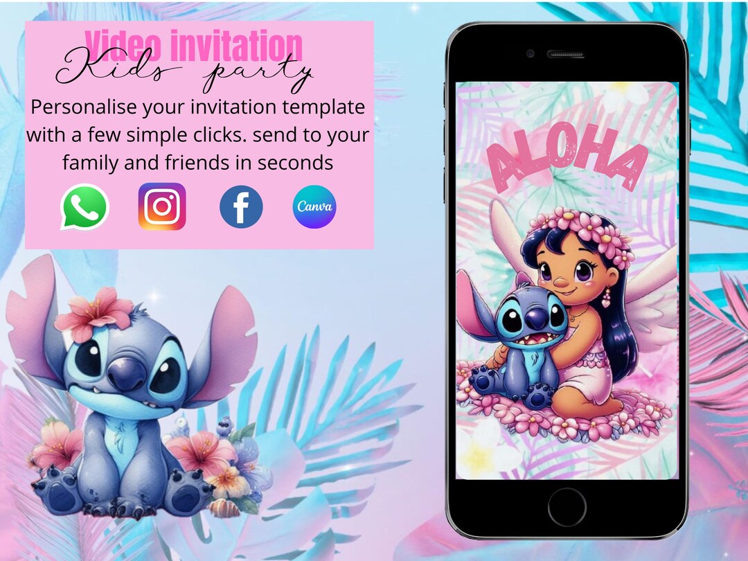 Lilo and Stitch Mobile Digital Animated Birthday Invitation - Etsy