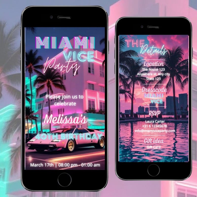 Miami Vice Invitations - Etsy