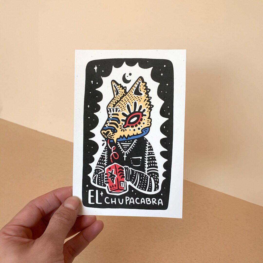 El Chupacabra Art Print Card Print Folklore Colorful Texas - Etsy