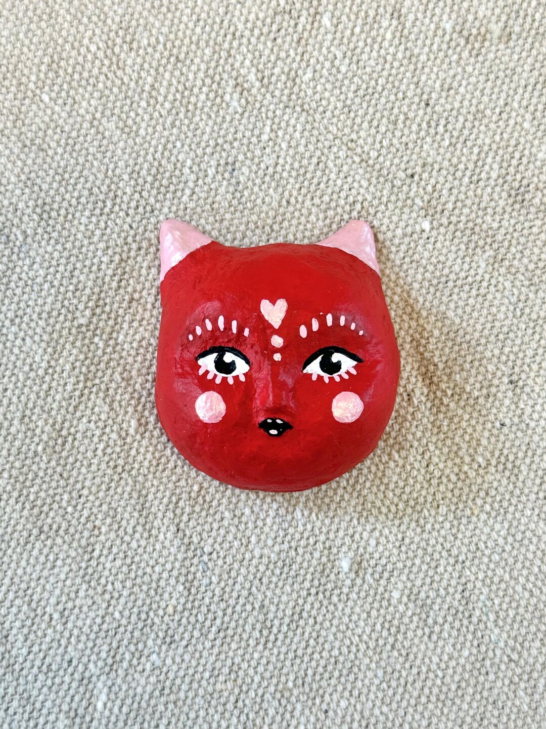 Paper Clay Devil Mask, Paper Mache Mini Mask, Handmade Figure ...