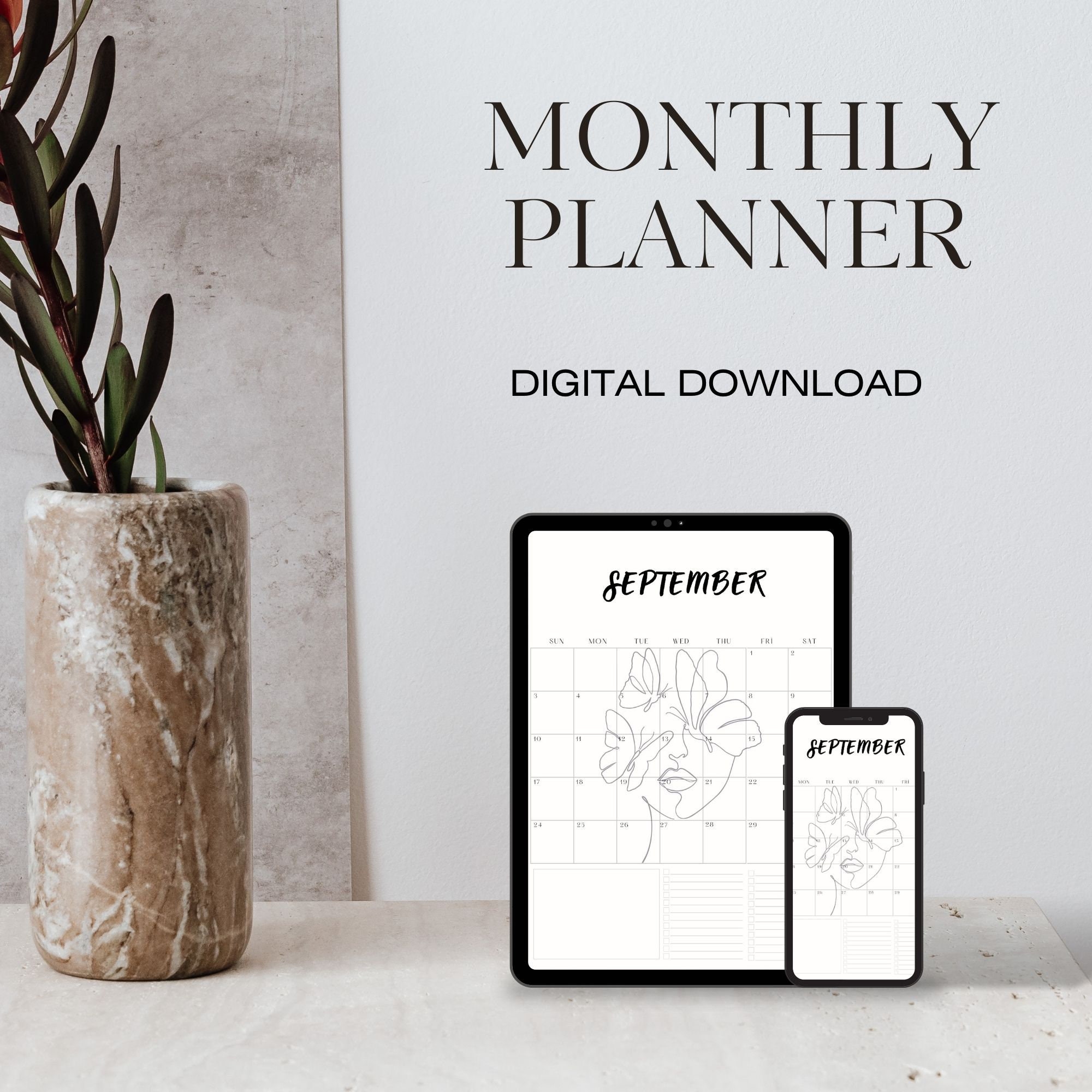Monthly Planner / Printable Planner / Digital Download / PDF Print ...