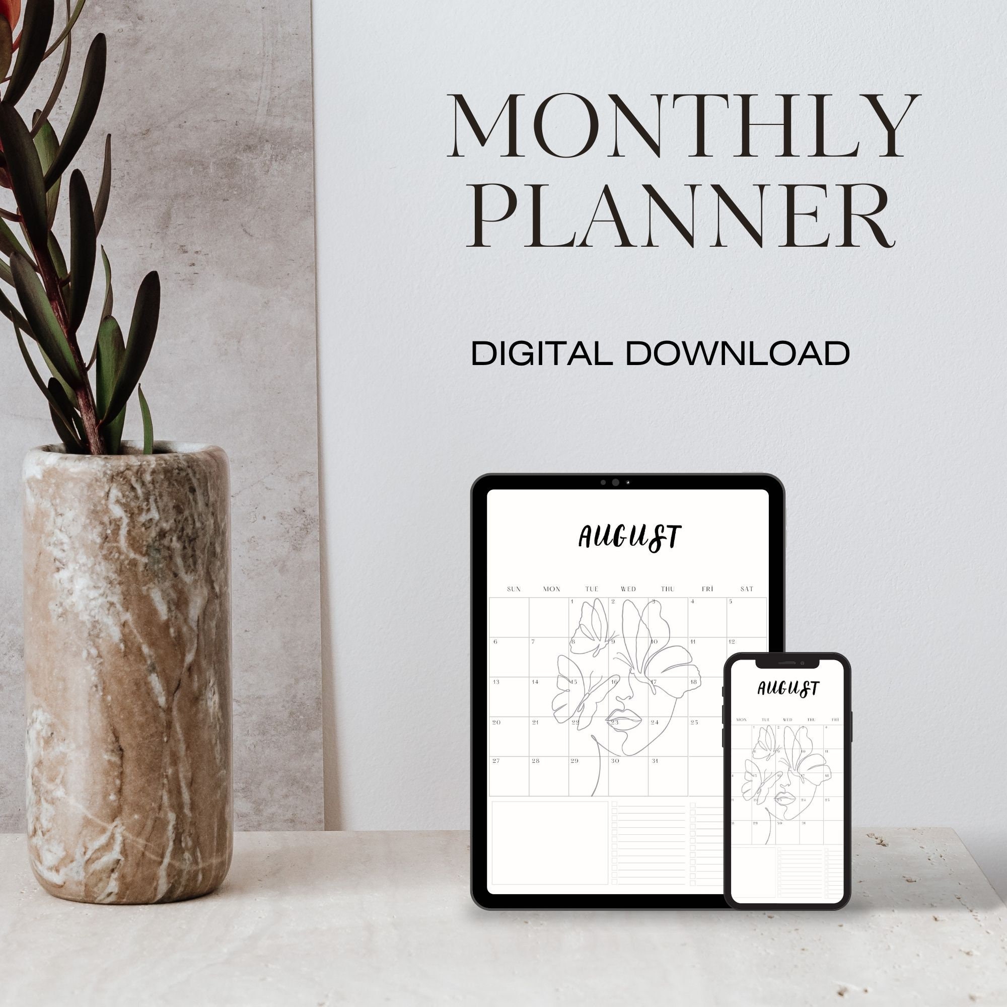 Monthly Planner / Printable Planner / Digital Download / PDF Print ...