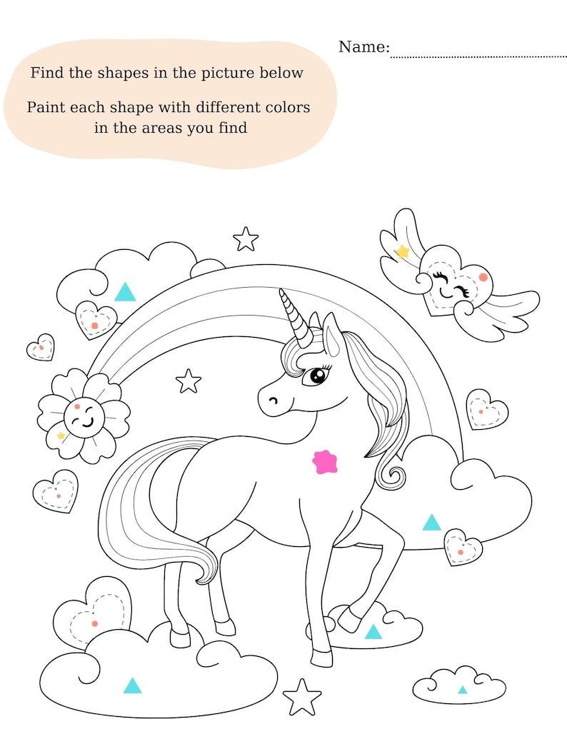 Colorful Unicorn Coloring Coloring Pages for Kids Unicorn - Etsy