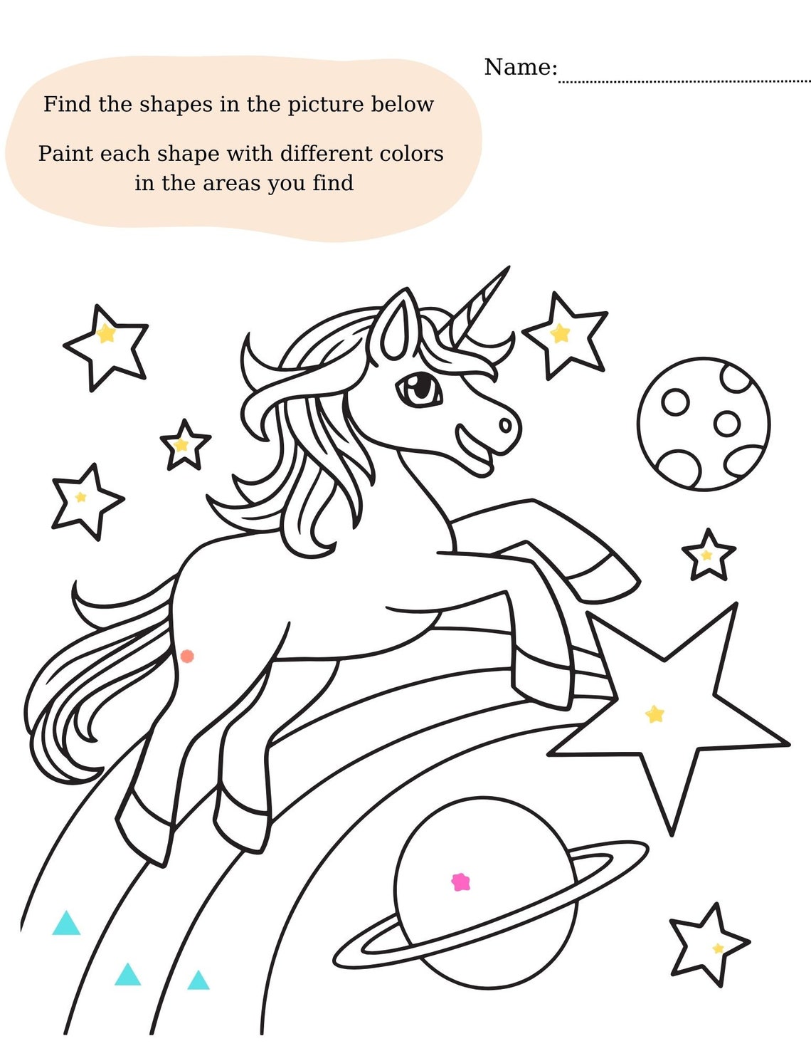 Colorful Unicorn Coloring Coloring Pages for Kids Unicorn - Etsy