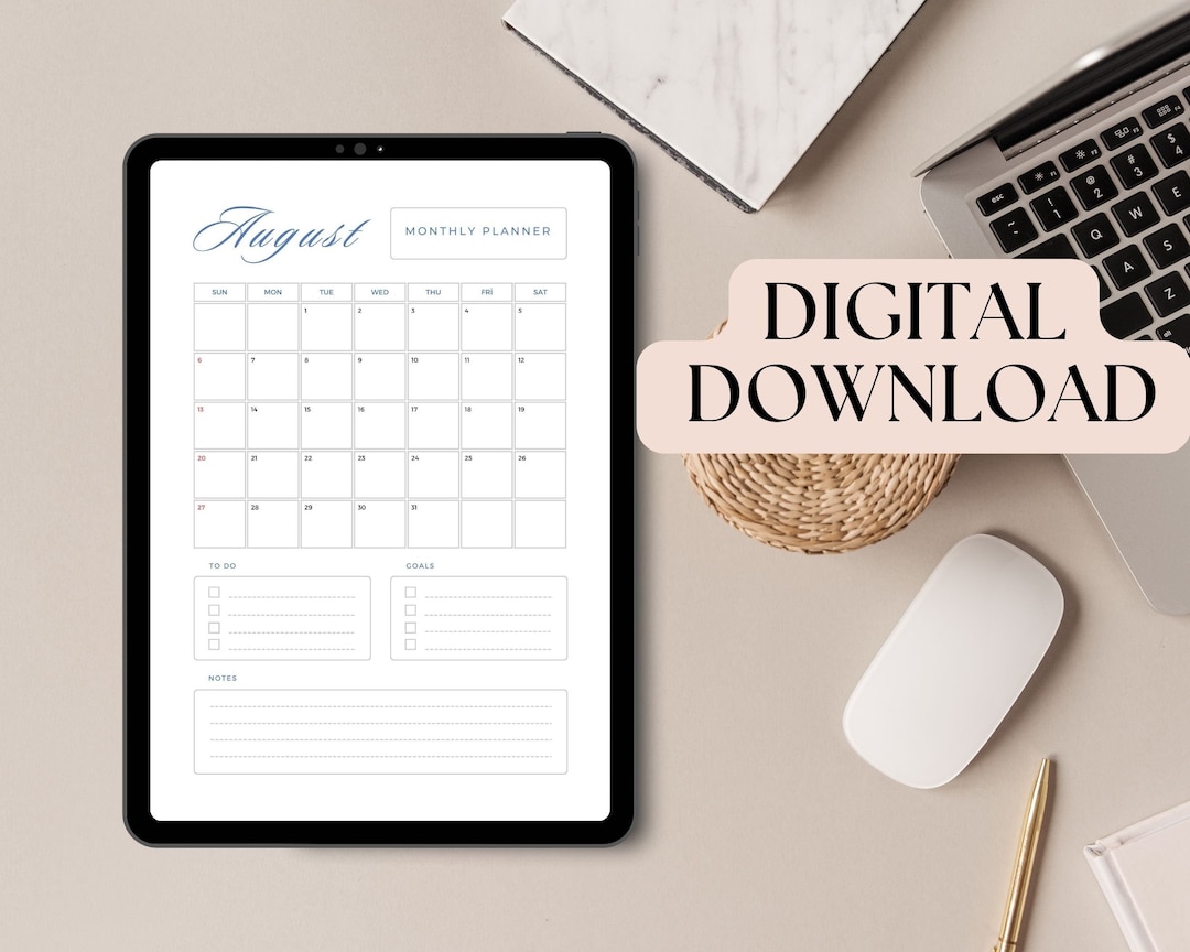 The Planner for the Month of August - Etsy