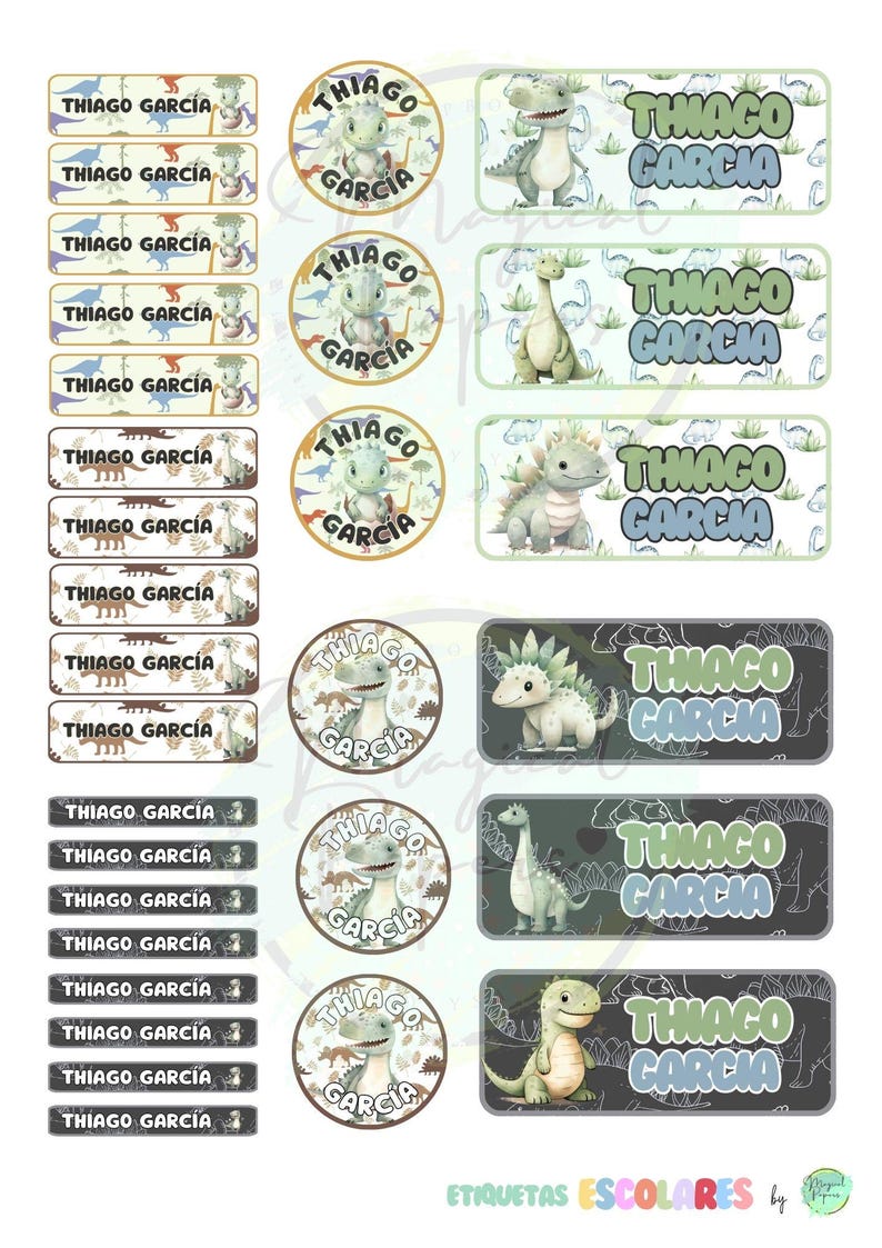 Dinosaur School Labels - Editable in Canva - Customizable Digital File ...