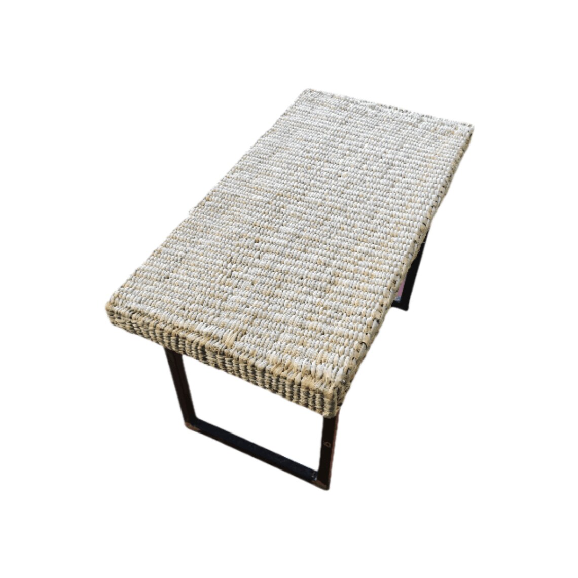 Handwoven Natural Fiber Coffee Table With Metal Base - Etsy