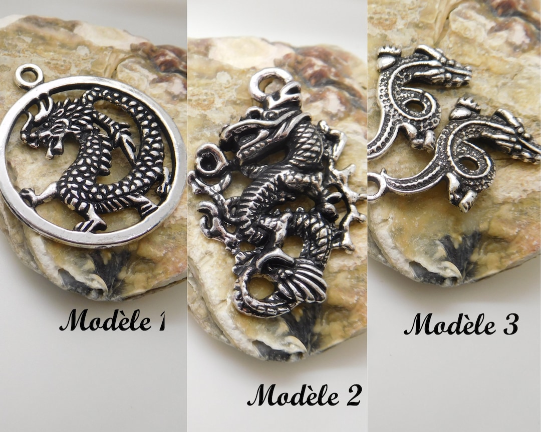 Charm Silver Chinese Dragon Pendant - Etsy