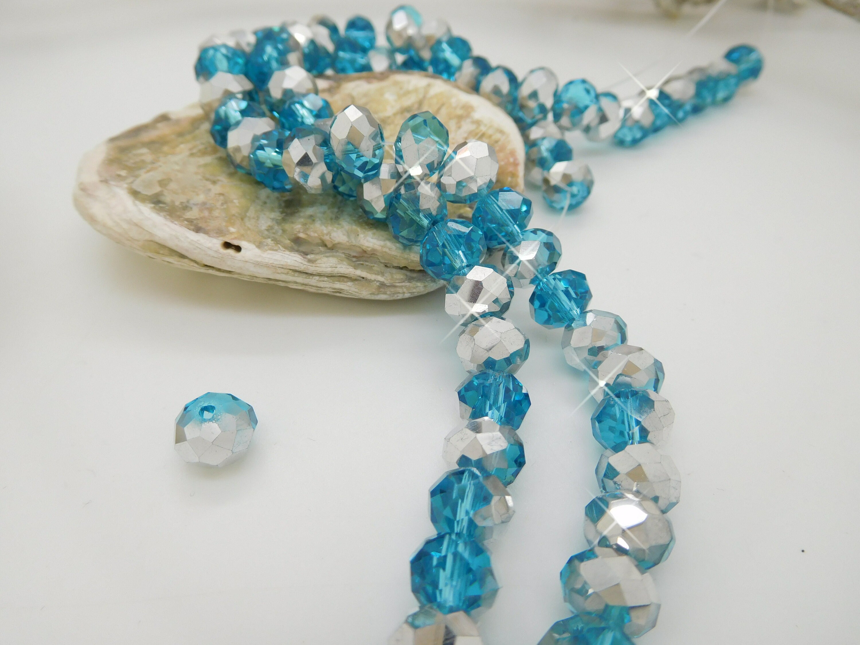 10 Roundel-shaped Blue Crystal Beads With 8mm Facets Abacus - Etsy