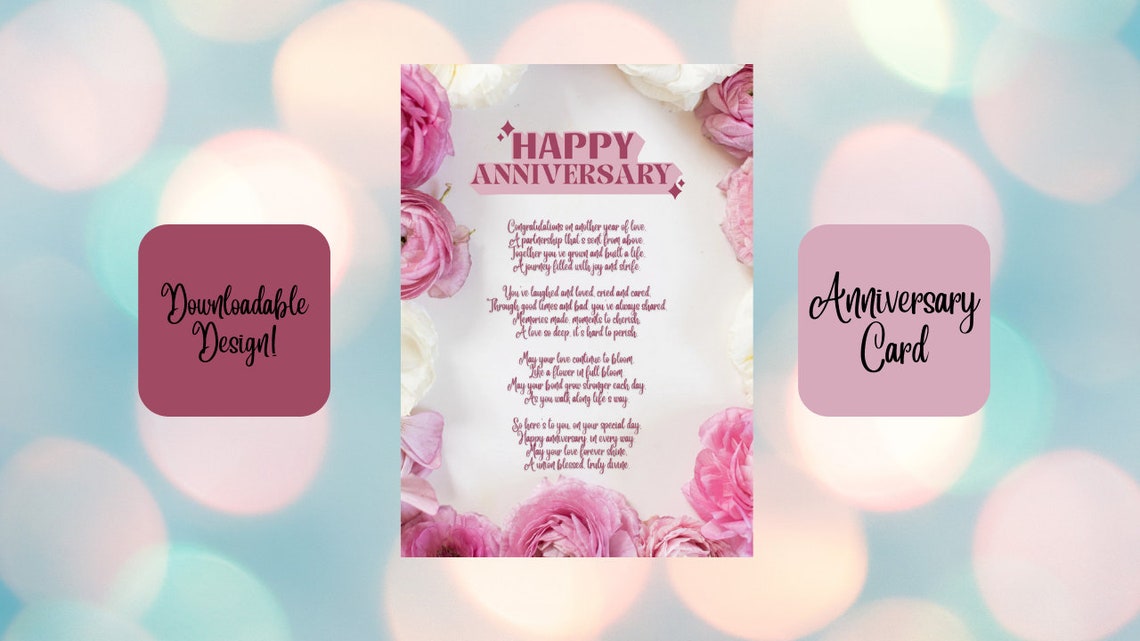 Happy Anniversary Card Design - Etsy