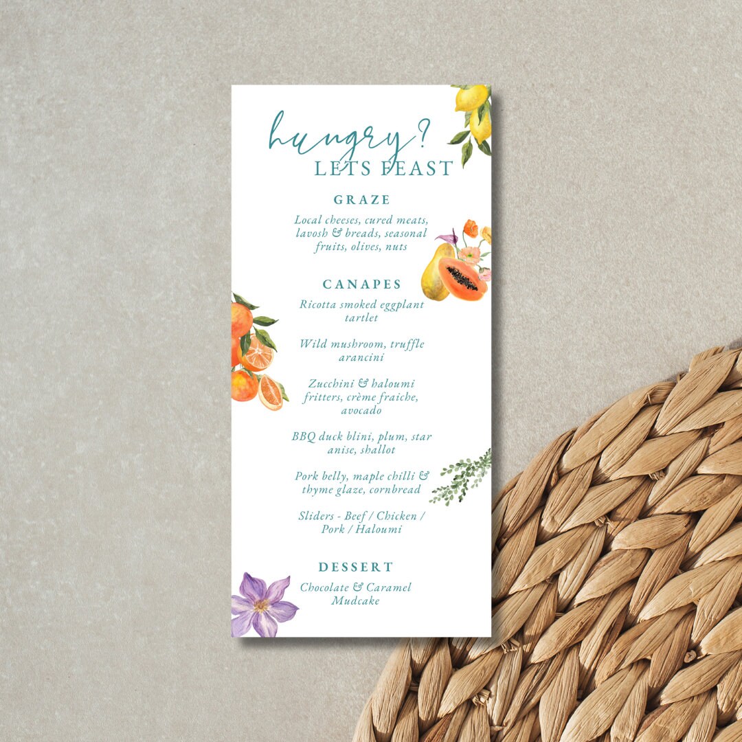 Wedding Menu - Editable Template Canva - Etsy
