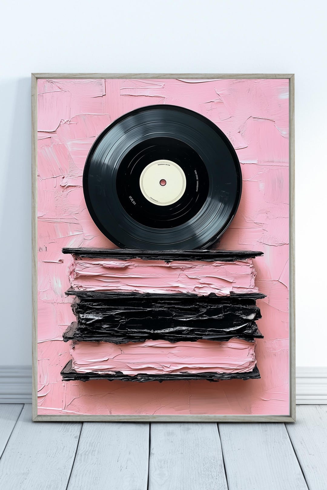 Pink Vinyl Record Print, Y2K Vintage Music Wall Art, Textured Digital ...