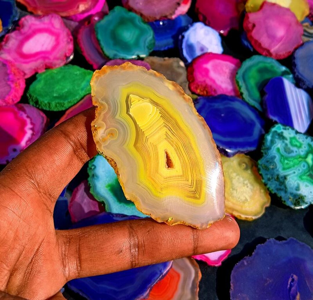 Colorfull Agate Slice, Dyed Agate Slabs Cabochon, Multi Color Agate ...