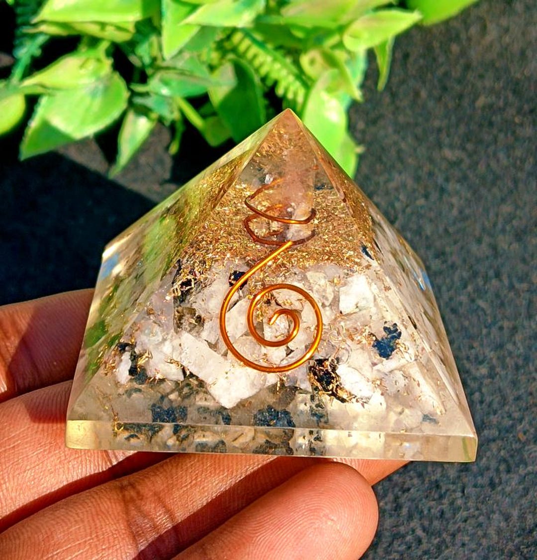 Extra Large RAINBOW MOONSTONE Orgone Gemstone Pyramid X-large Pyramid Orgone Healing for Power ...