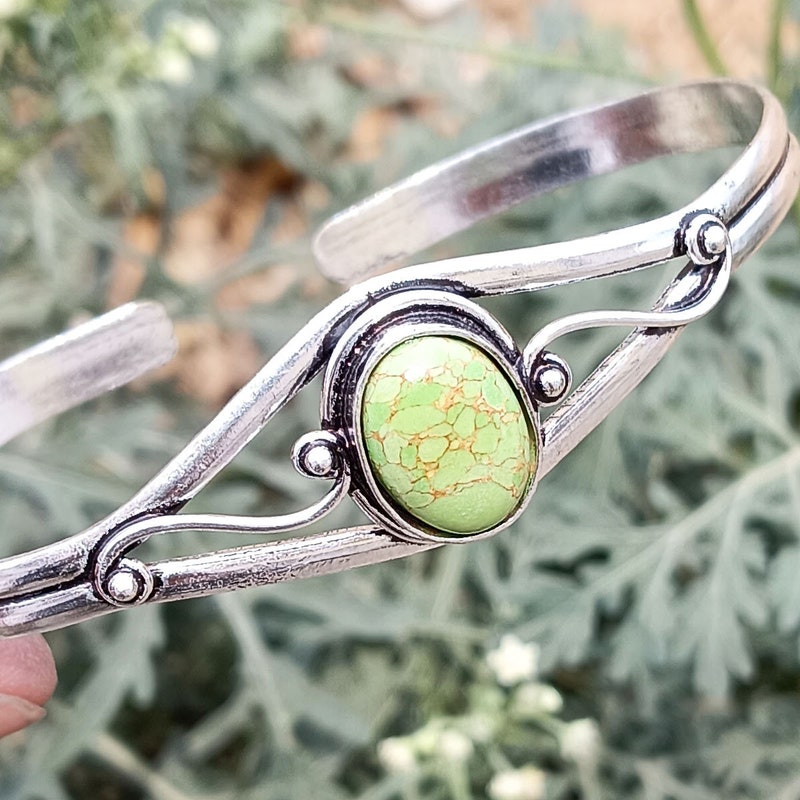 Green Turquoise Cuff Bracelet - Etsy