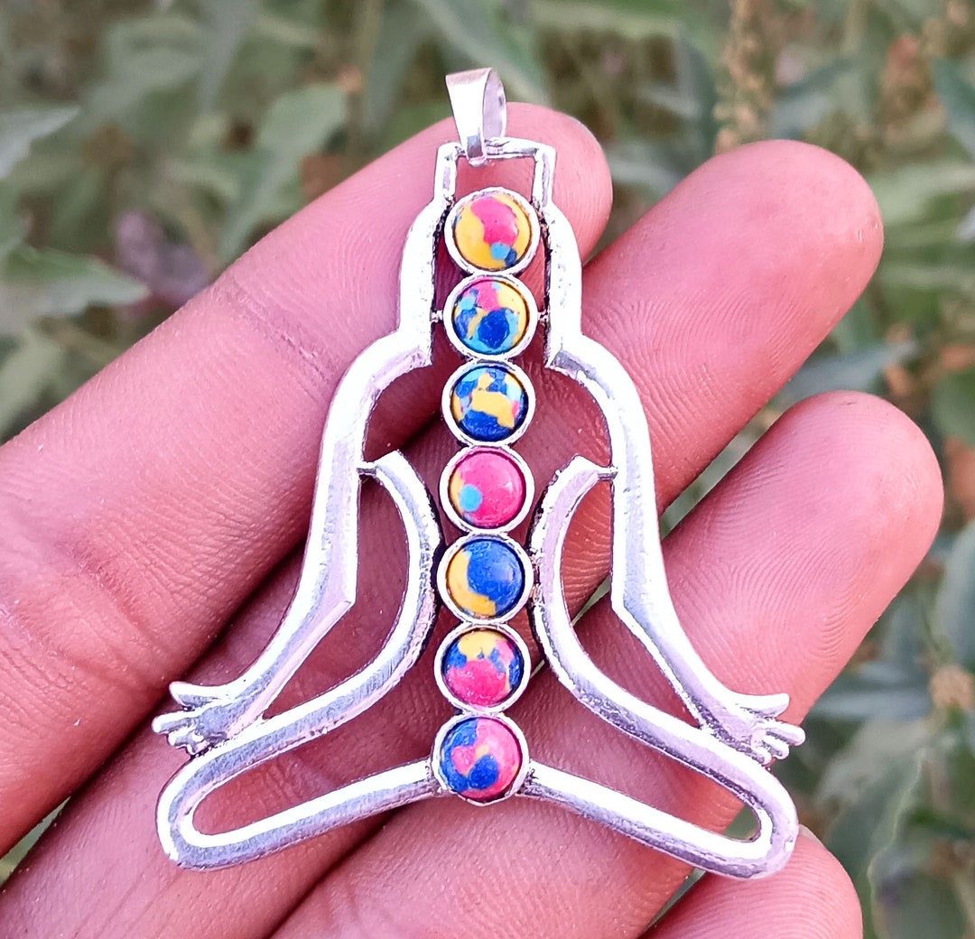 Calming Meditation Chakra Pendant, 7 Chakra Feng Shui Mosaic Jasper ...