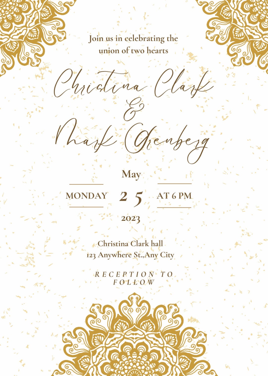 Gold Wedding Invitation Card - Etsy