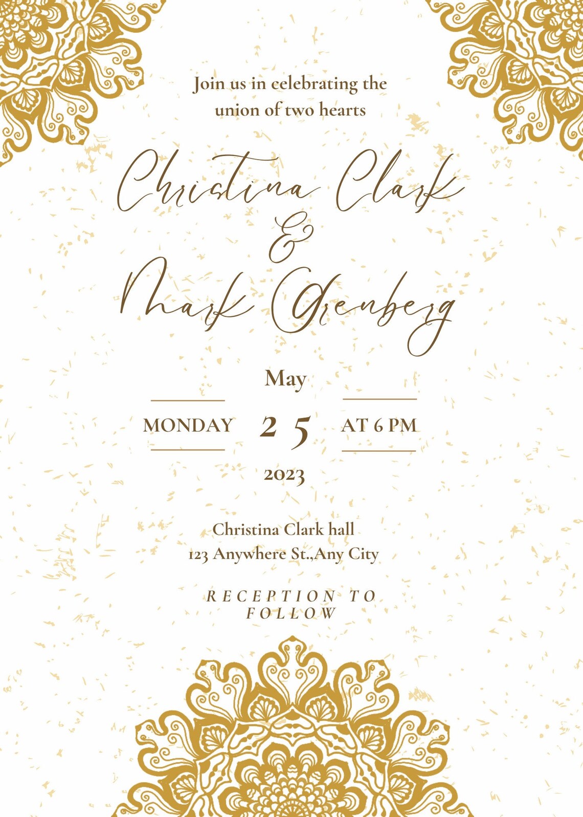 Gold Wedding Invitation Card - Etsy