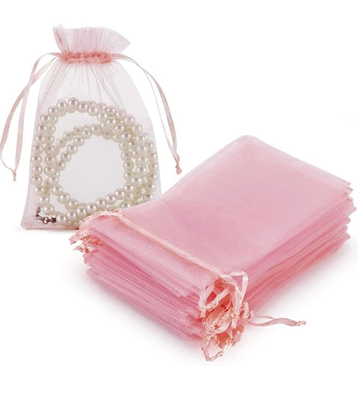 50 Pink 4 X 4.7 Organza Bags, Pink Sheer Favor Bags, Wedding Favor Bag ...