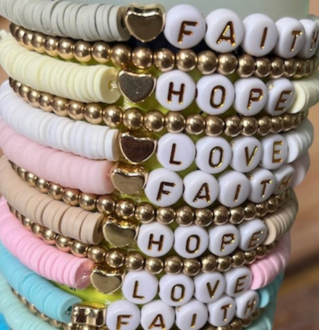 FAITH HOPE LOVE Bracelets, Bracelet Set, Stackable Bracelet, Religious ...