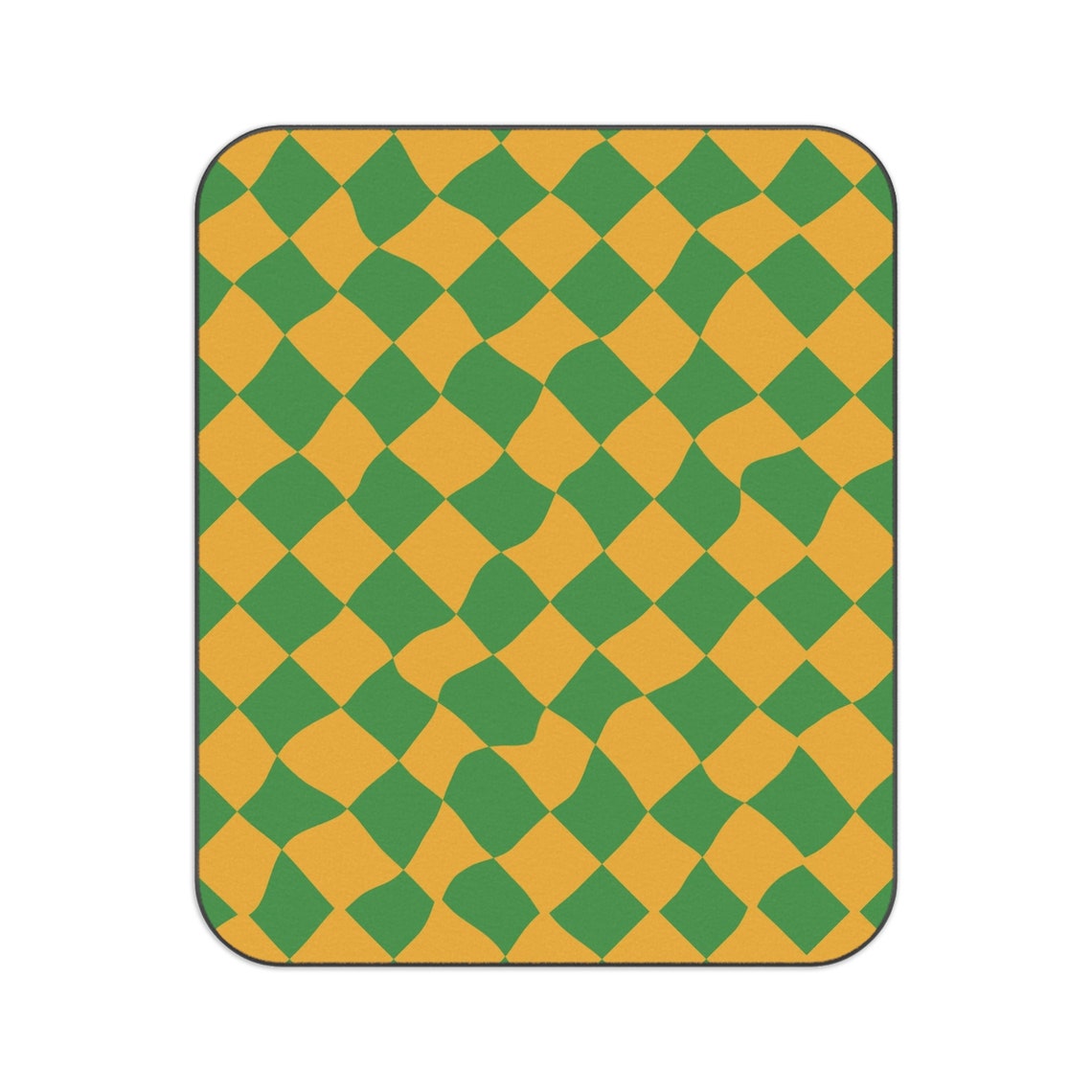 Green & Yellow Checkered Picnic Blanket: Water-resistant Outdoor ...