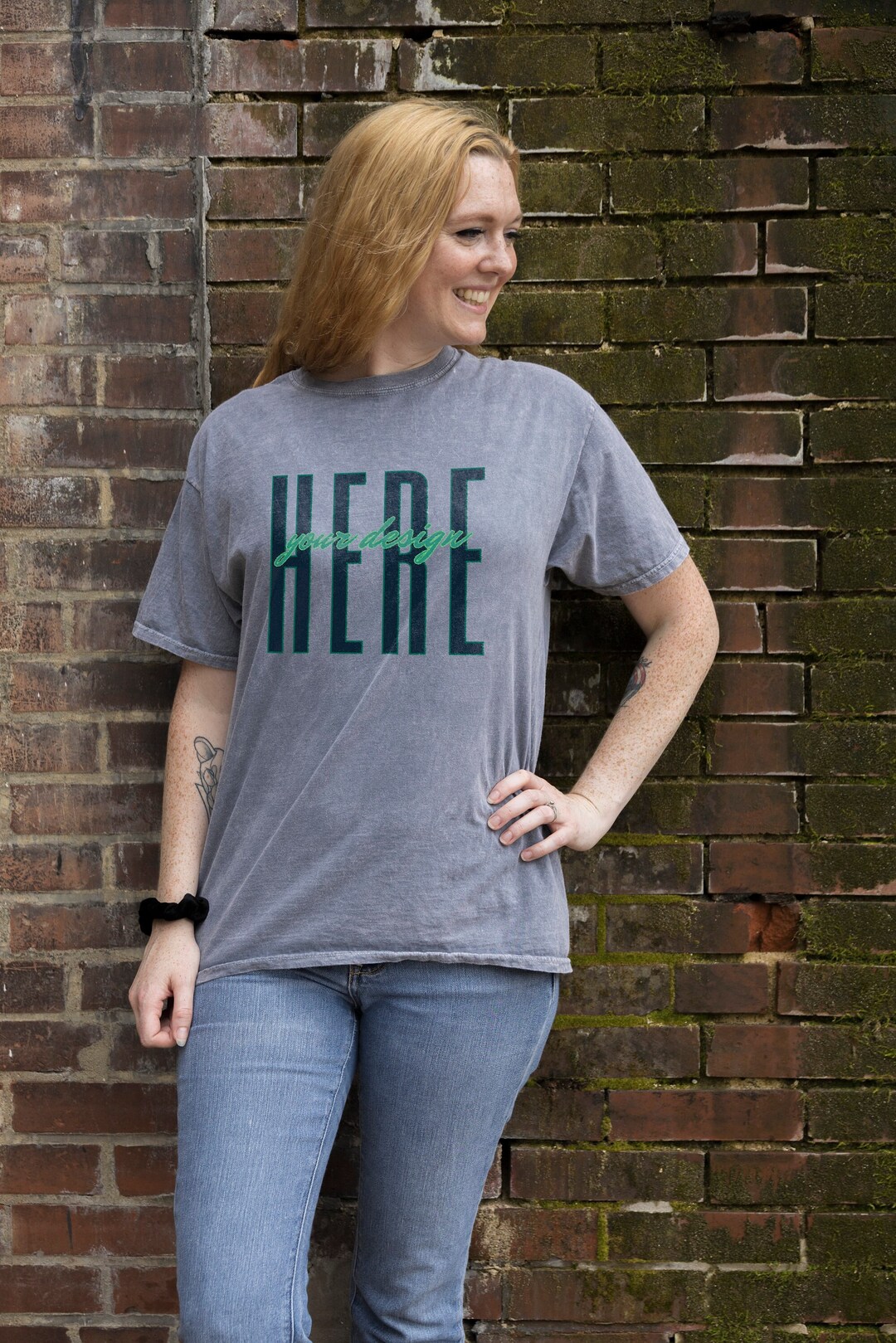 Colortone 1300 Mockup, Tie Dye Grey Unisex Mineral Wash Tshirt, Female ...