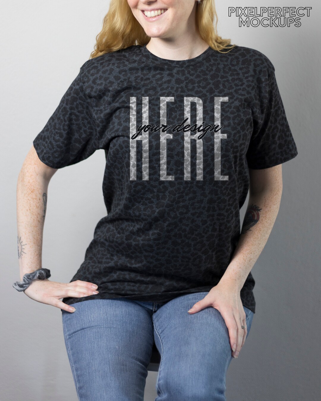 LAT 6901 Mockup, Black Leopard Shirt, LAT Apparel Female Lifestyle ...