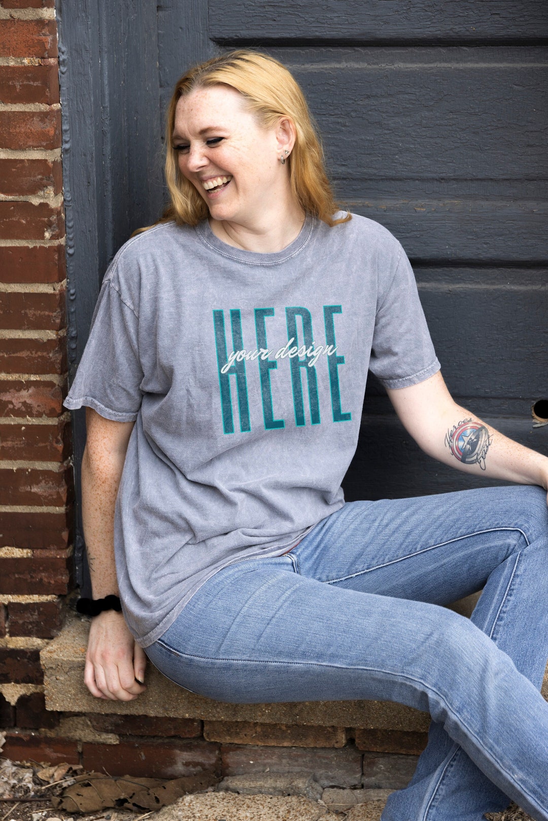 Colortone 1300 Mockup, Tie Dye Grey Unisex Mineral Wash Tshirt, Female ...