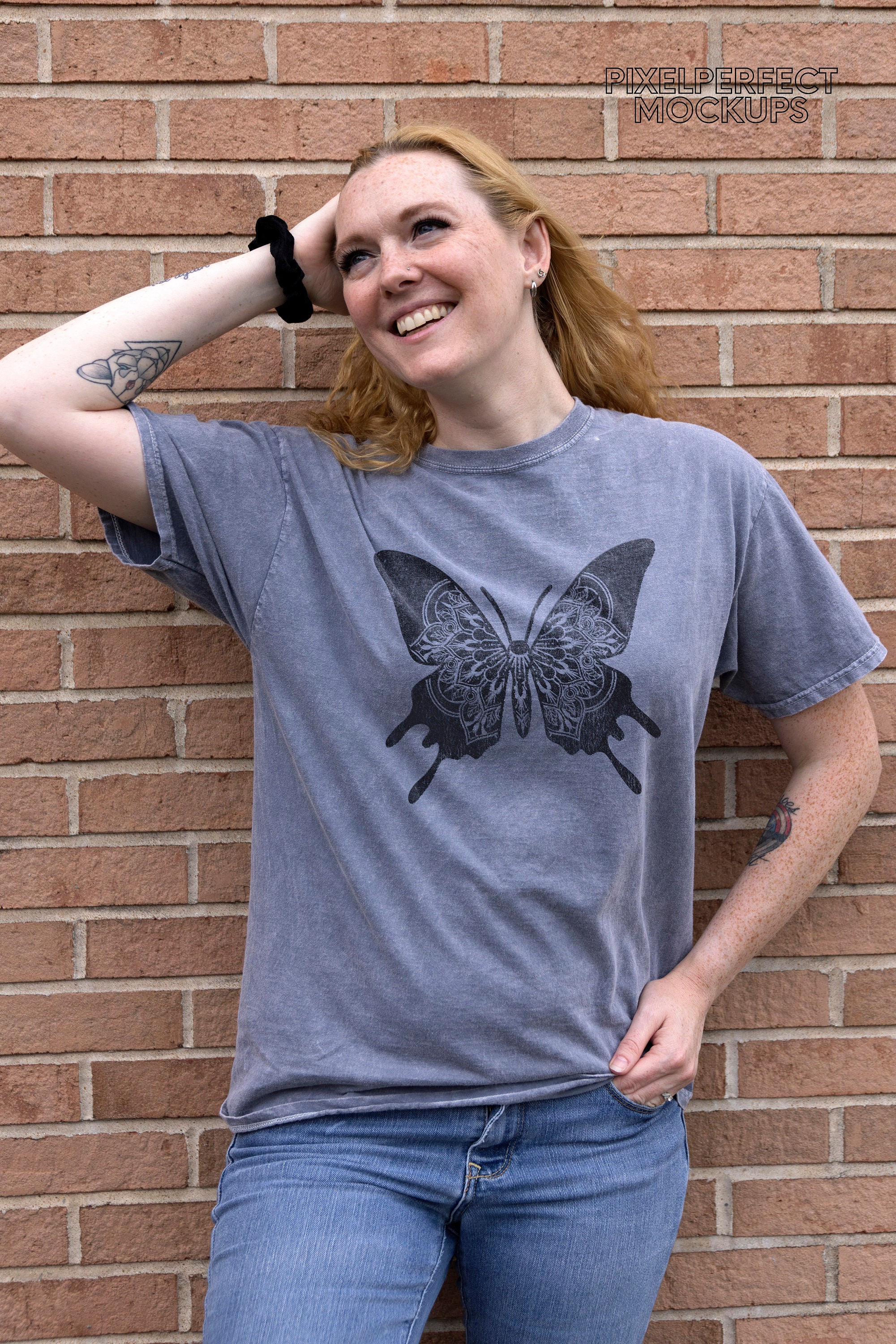 Colortone 1300 Mockup, Tie Dye Grey Unisex Mineral Wash Tshirt, Female ...