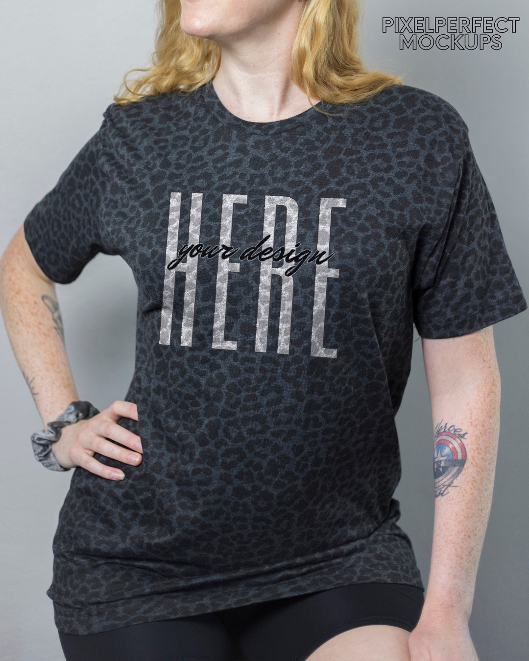 LAT 6901 Mockup, Black Leopard Shirt, LAT Apparel Female Lifestyle ...