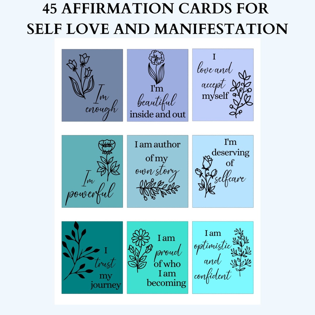 45 Affirmation Cards Digital Download, Mindfulness, Positive ...