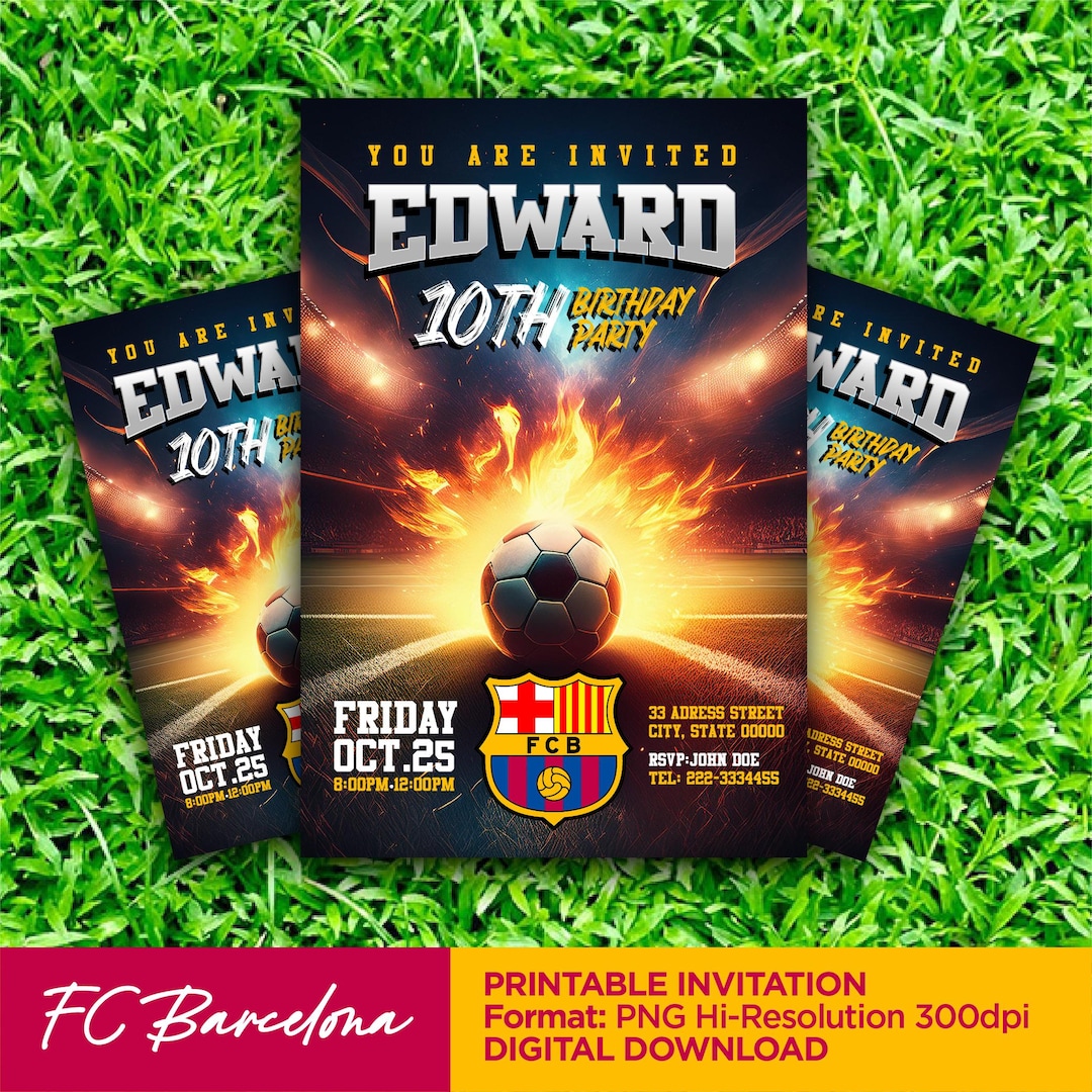 FC Barcelona Birthday Printable Invitation - Digital Download - Etsy
