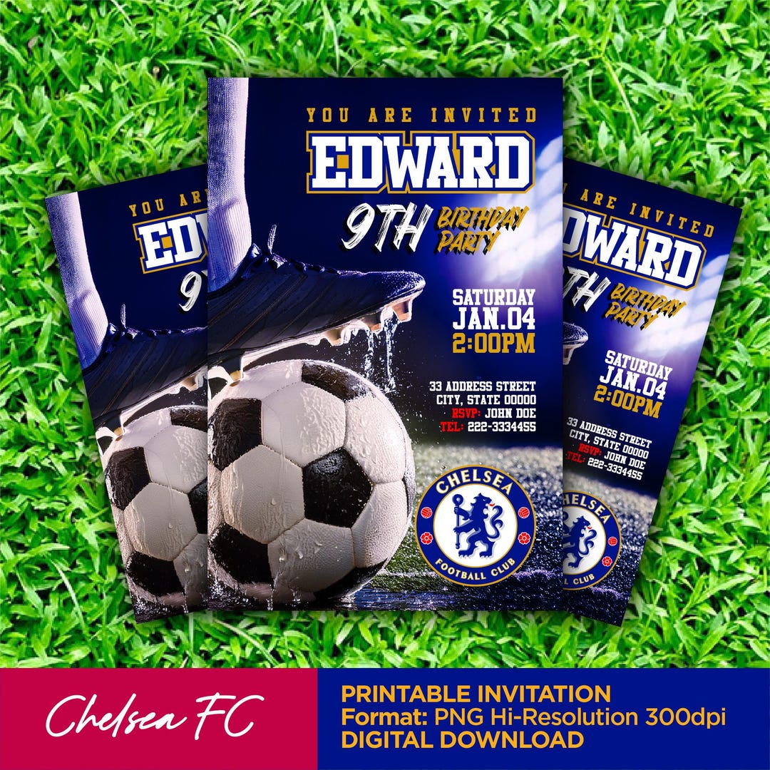 Chelsea FC Birthday Printable Invitation - Digital Download - Etsy