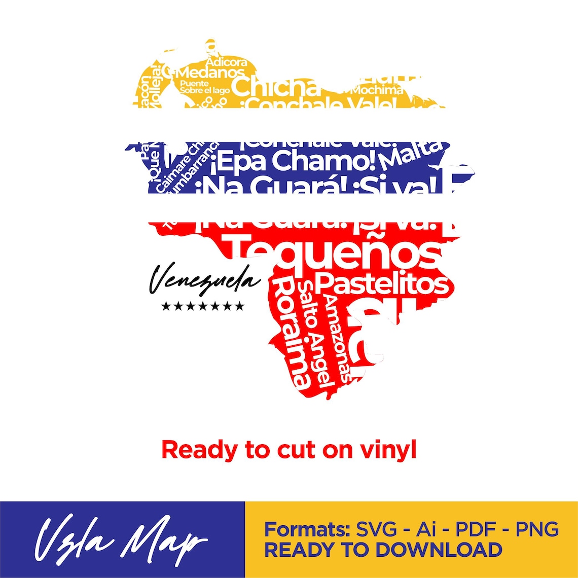 Venezuela Map • Venezuelan Style • Ready to Cut on Plotter • SVG - PDF ...