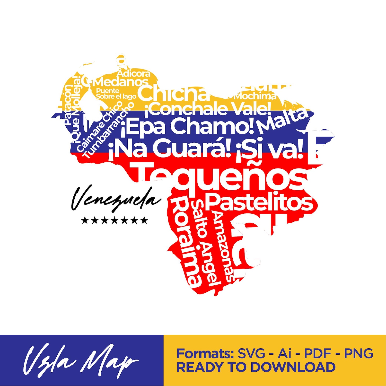 Venezuela Map • Venezuelan Style • Ready to Cut on Plotter • SVG - PDF ...