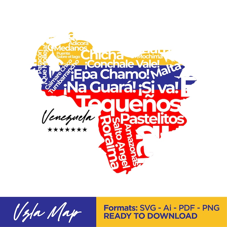 Venezuela Map • Venezuelan Style • Ready to Cut on Plotter • SVG - PDF ...