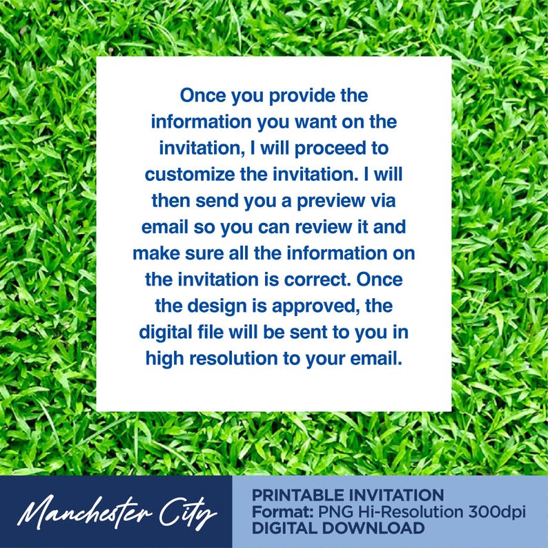 Manchester City Birthday Printable Invitation - Digital Download - Etsy
