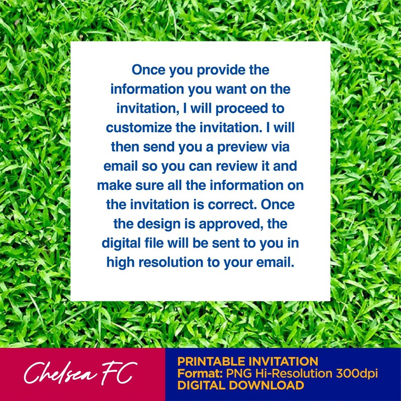 Chelsea FC Birthday Printable Invitation - Digital Download - Etsy