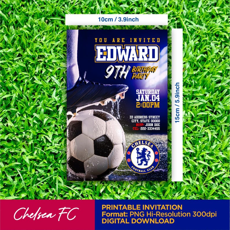 Chelsea FC Birthday Printable Invitation Digital Download - Etsy